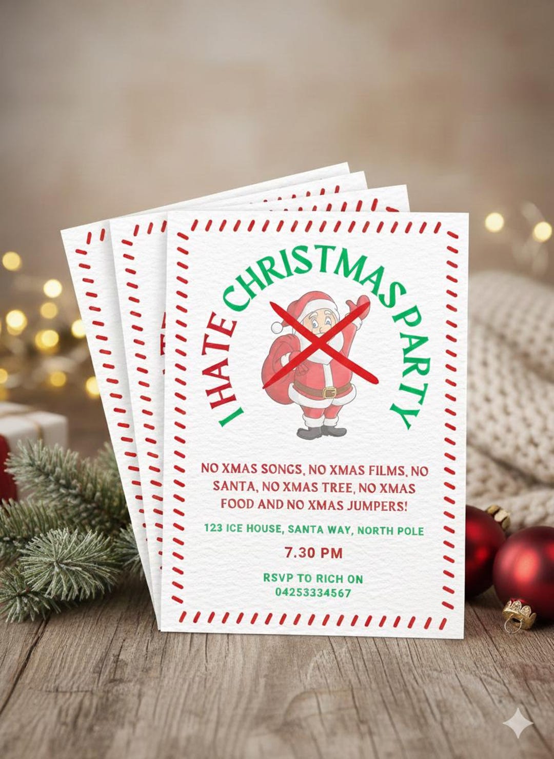 I Hate Christmas Party Invitation Editable Canva Template Instant ...