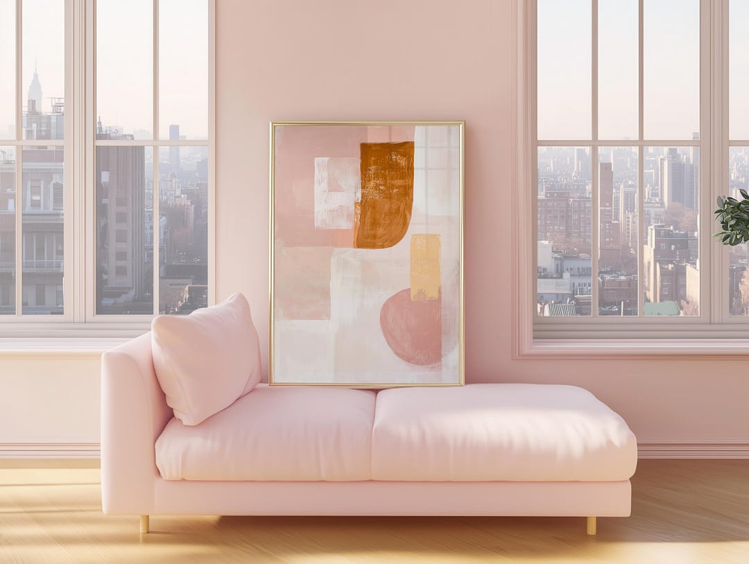 Pink Abstract Wall Art Printable Pink Abstract Art Living Room Modern ...