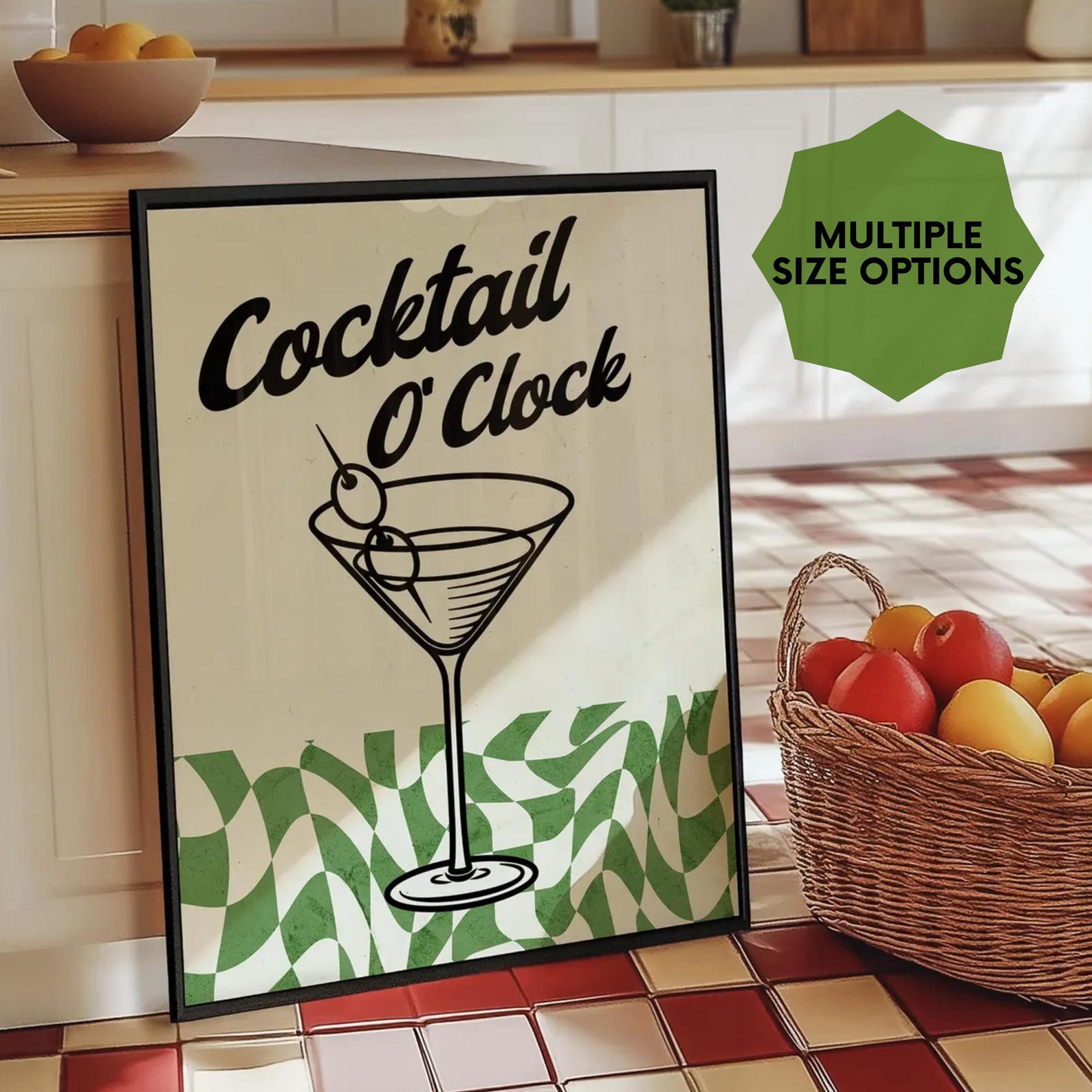Martini Bar Cart Art Print Signature Drink Wall Art Vintage Cocktail ...