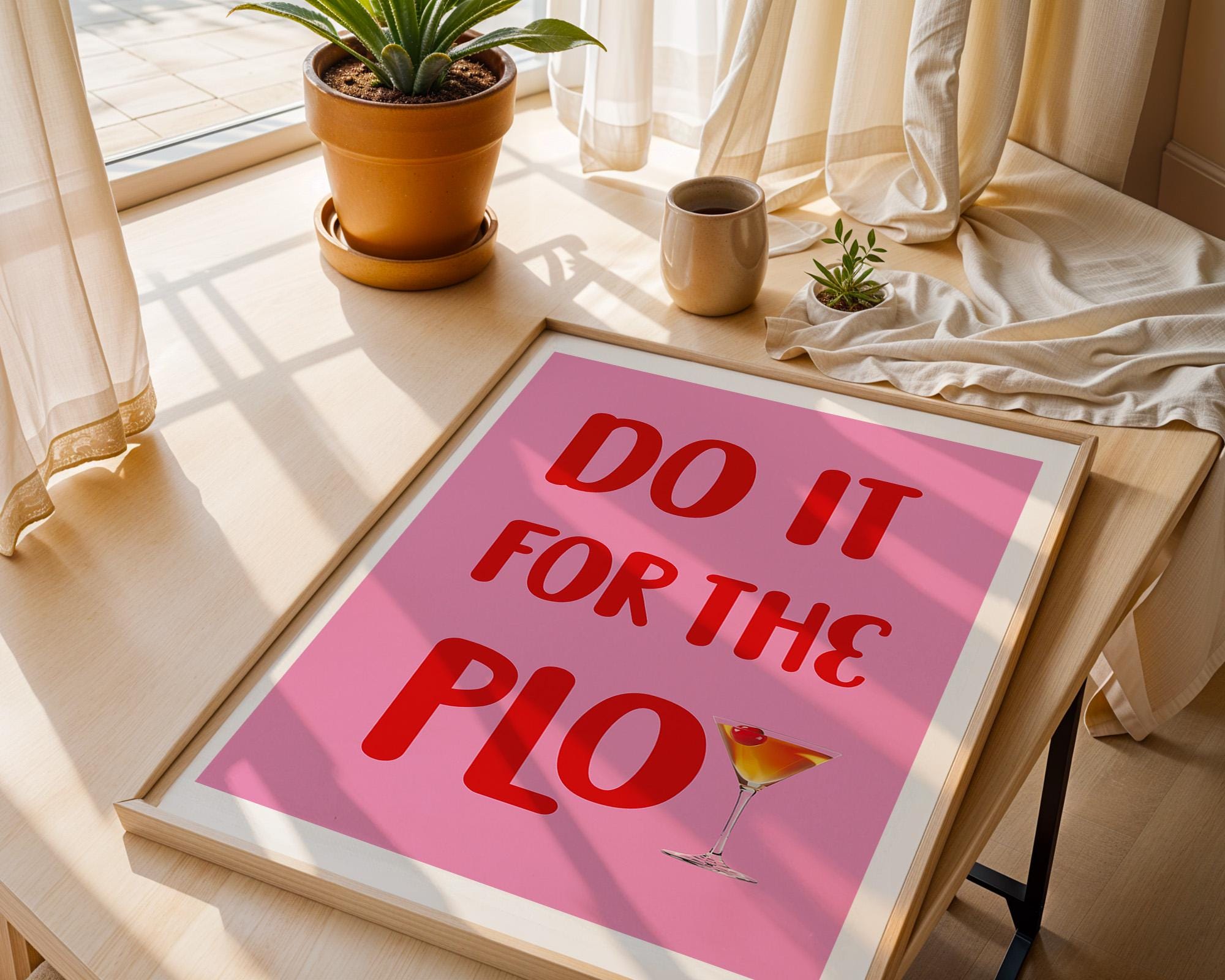 Do It for the Plot Hot Pink Wall Art Dopamine Decor Art Print Red and ...