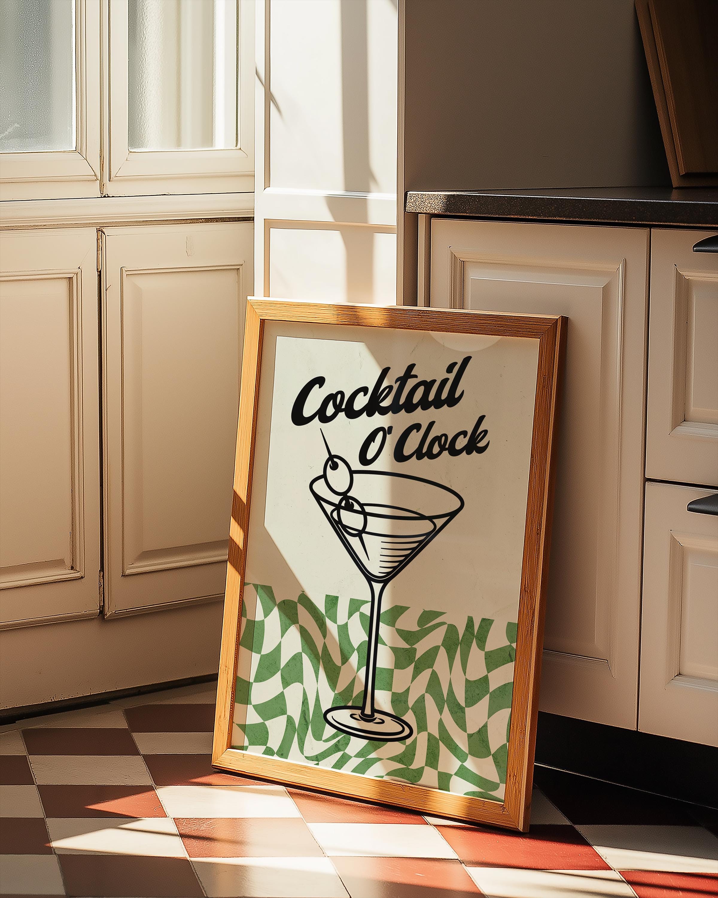 Martini Bar Cart Art Print Signature Drink Wall Art Vintage Cocktail ...