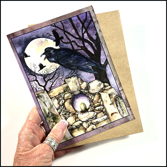 Raven Greeting Card / Crow Notecard /crow Art / Crow Card / Black Crow ...