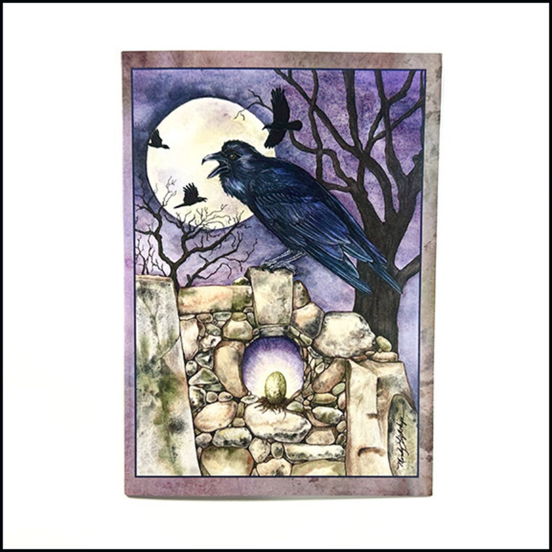 Raven Greeting Card / Crow Notecard /crow Art / Crow Card / Black Crow ...