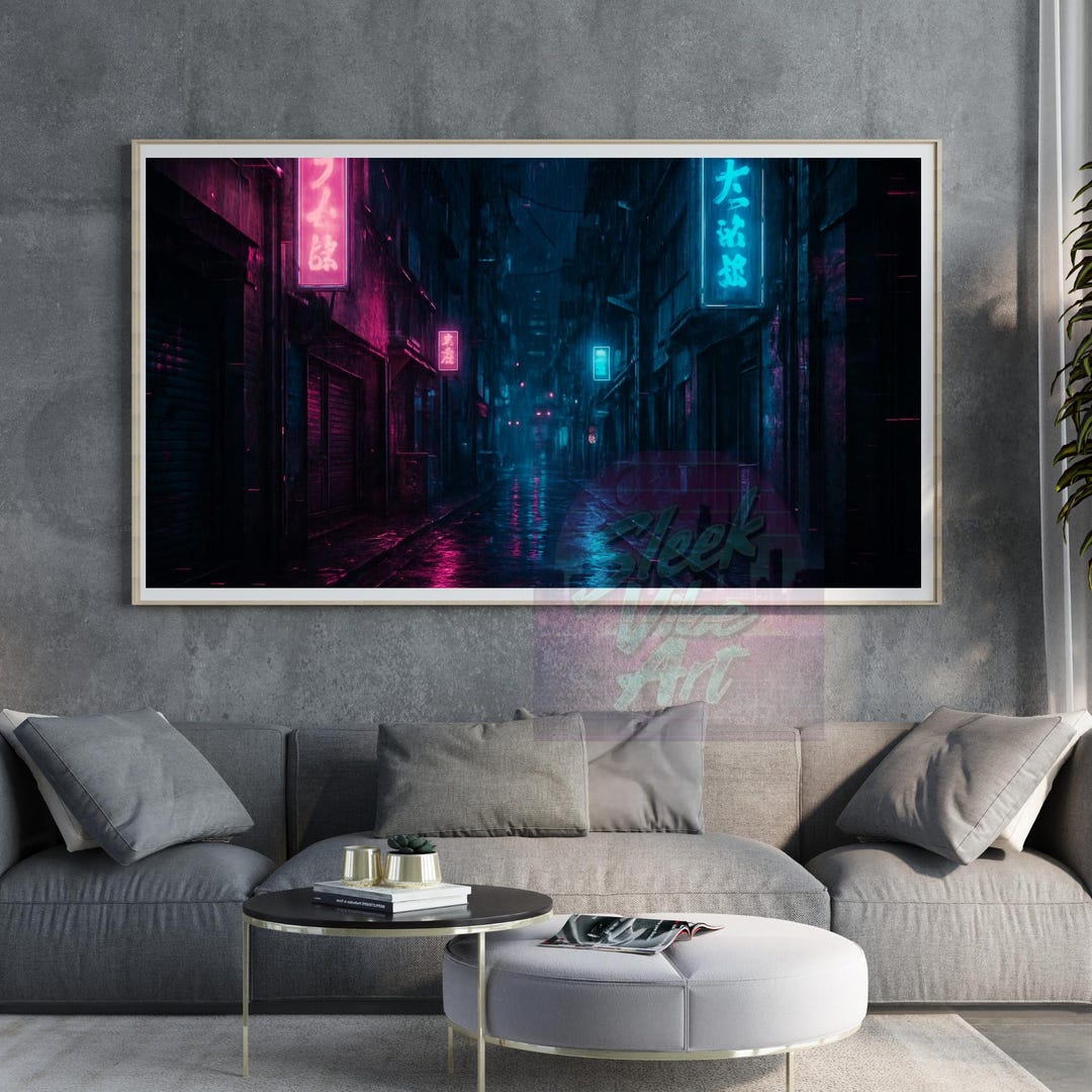 Neo Tokyo Street Scene Wall Art – Japanese Vaporwave Digital Print ...