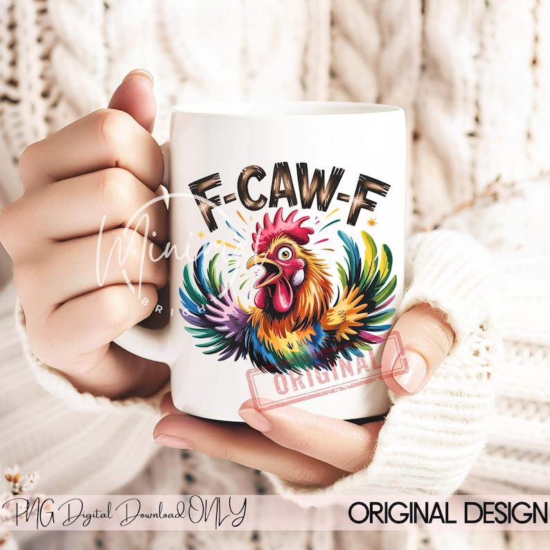 Funny Colorful Chicken F-CAW-F PNG, Screaming Hen Clipart, Crazy ...
