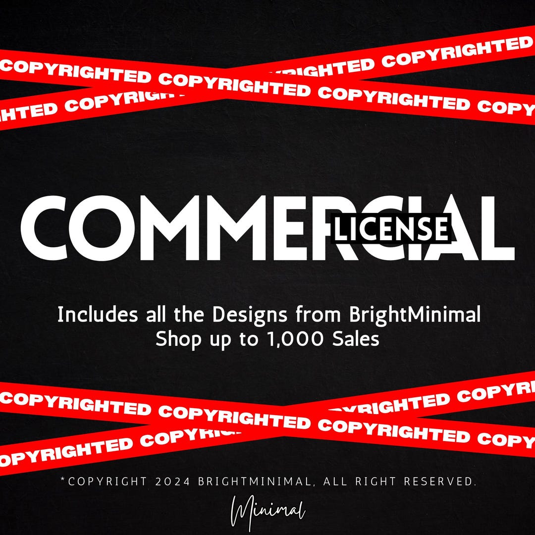 Commercial License Whole Shop, One License All Designs, up to 1,000 ...