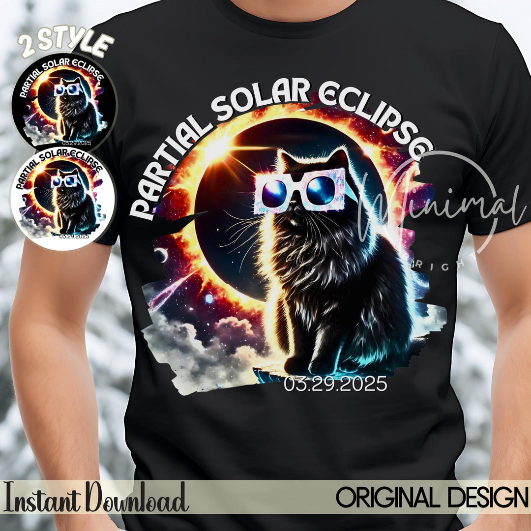 Vintage Partial Solar Eclipse Cat Lover Png, Funny Solar Eclipse 2025 ...