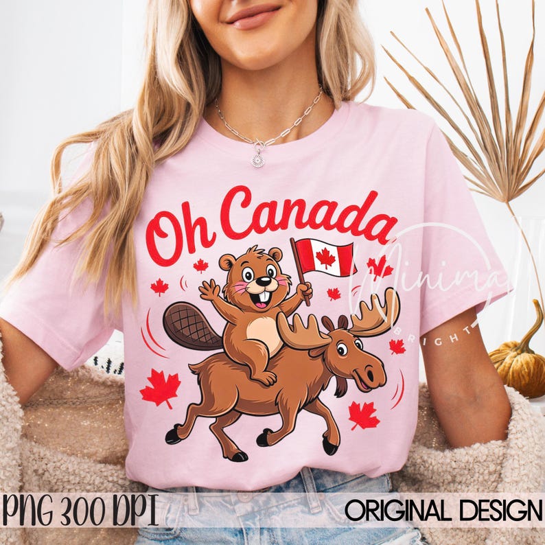 Oh Canada Cute Beaver and Moose Canada Day PNG, Funny Canadian Flag ...