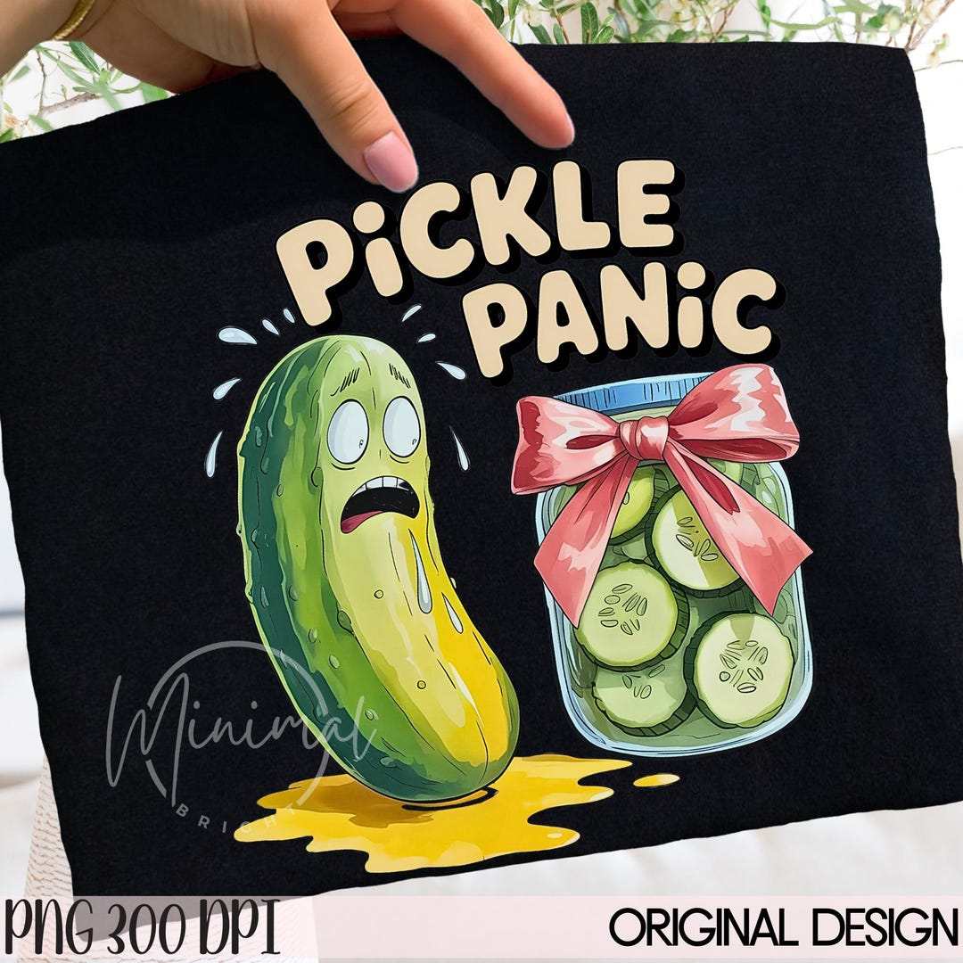 Funny Hand Drawn Pickle Panic PNG, Cartoon Dill Jar Pickle Lover ...