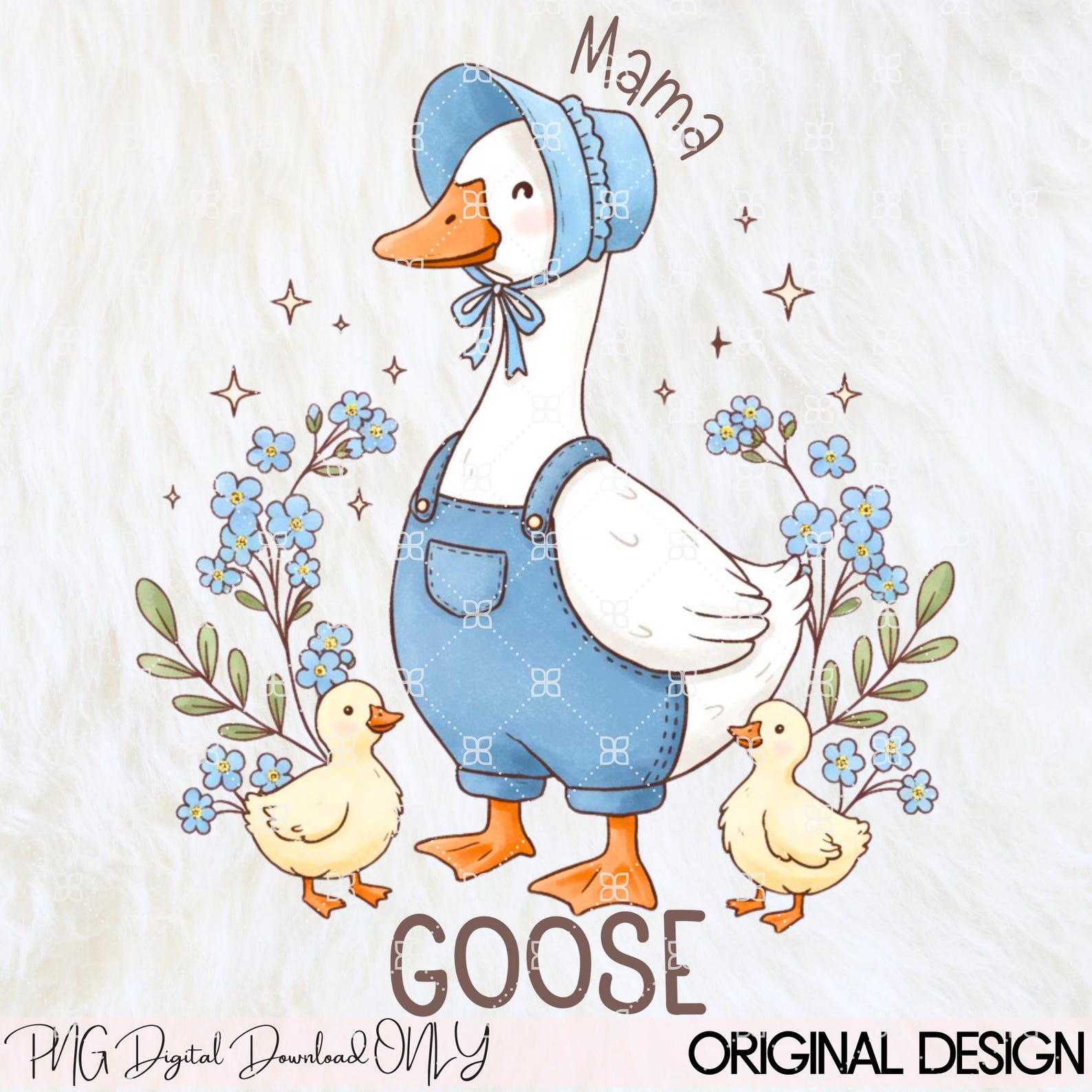 Cute Mama Goose PNG, Retro Goose With Chicks Digital Download, Coquette ...