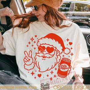 Retro Dr. Pepper Santa PNG, Peace Love Christmas Soda Lover Sublimation ...