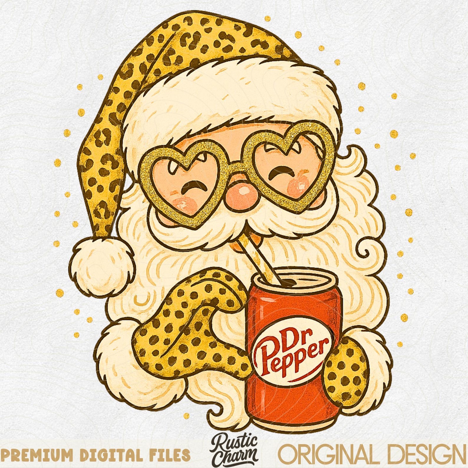 Retro Leopard Print Glam Santa Dr Pepper PNG, Trendy Christmas ...