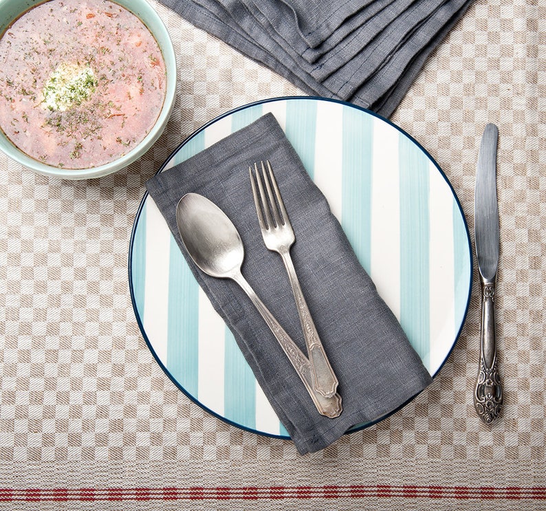 Graphite Linen Napkin. Set of 6 Napkins. Cocktail Napkins. - Etsy