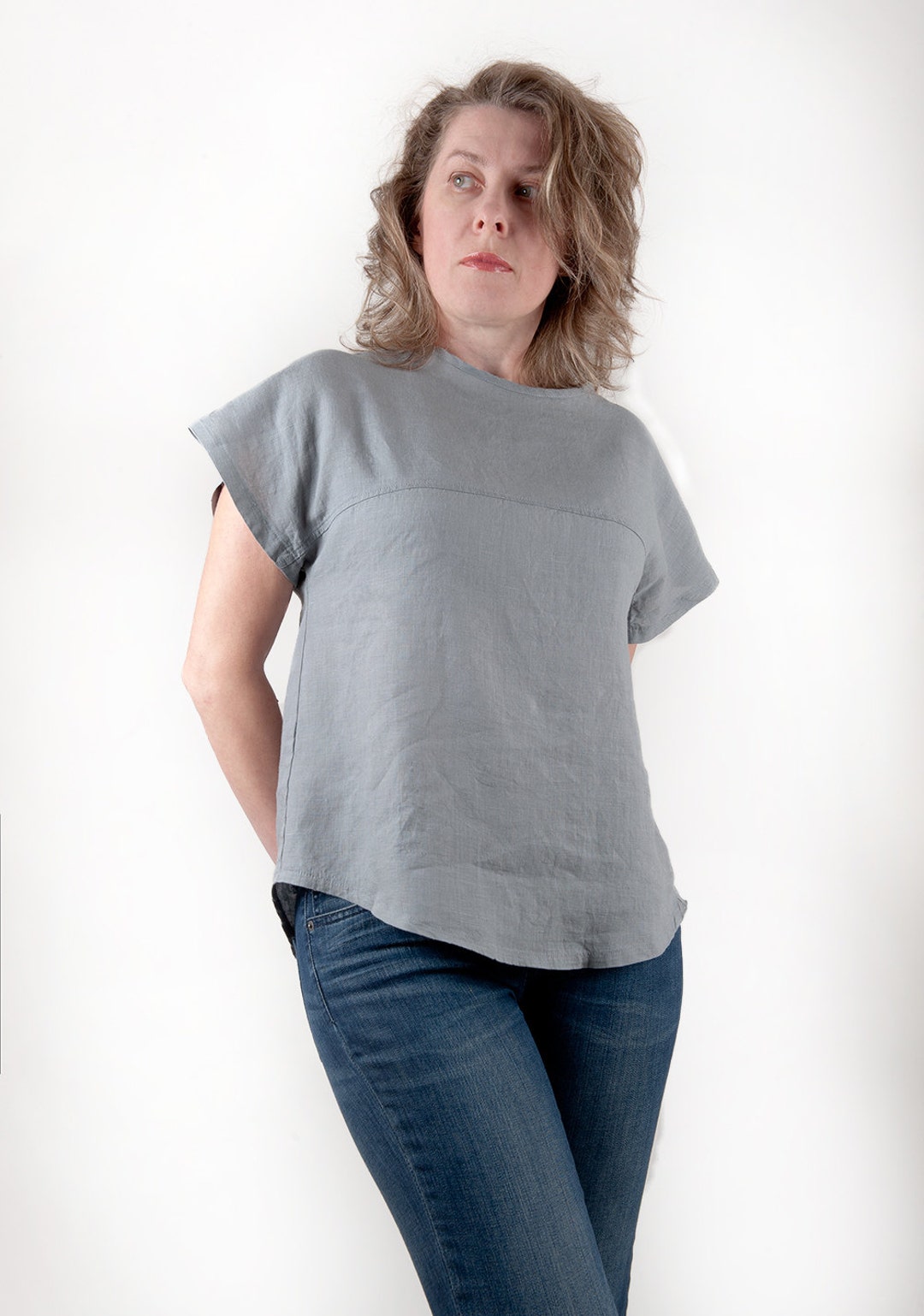 Loose Linen Tunic Top. Light Gray Color. Light Weight Linen. - Etsy