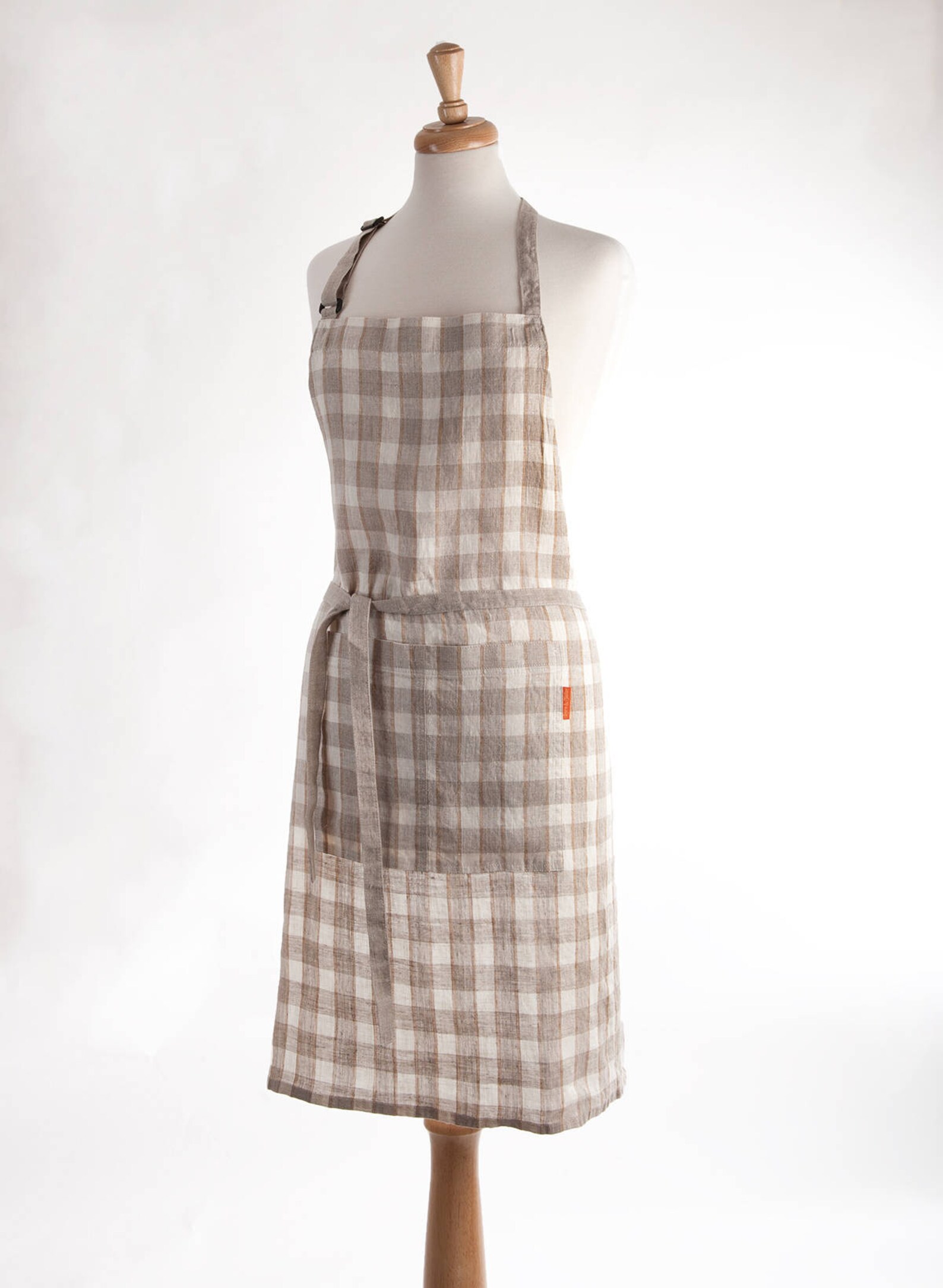 Linen Apron Full Apron. 100% medium weight checkered Linen. | Etsy