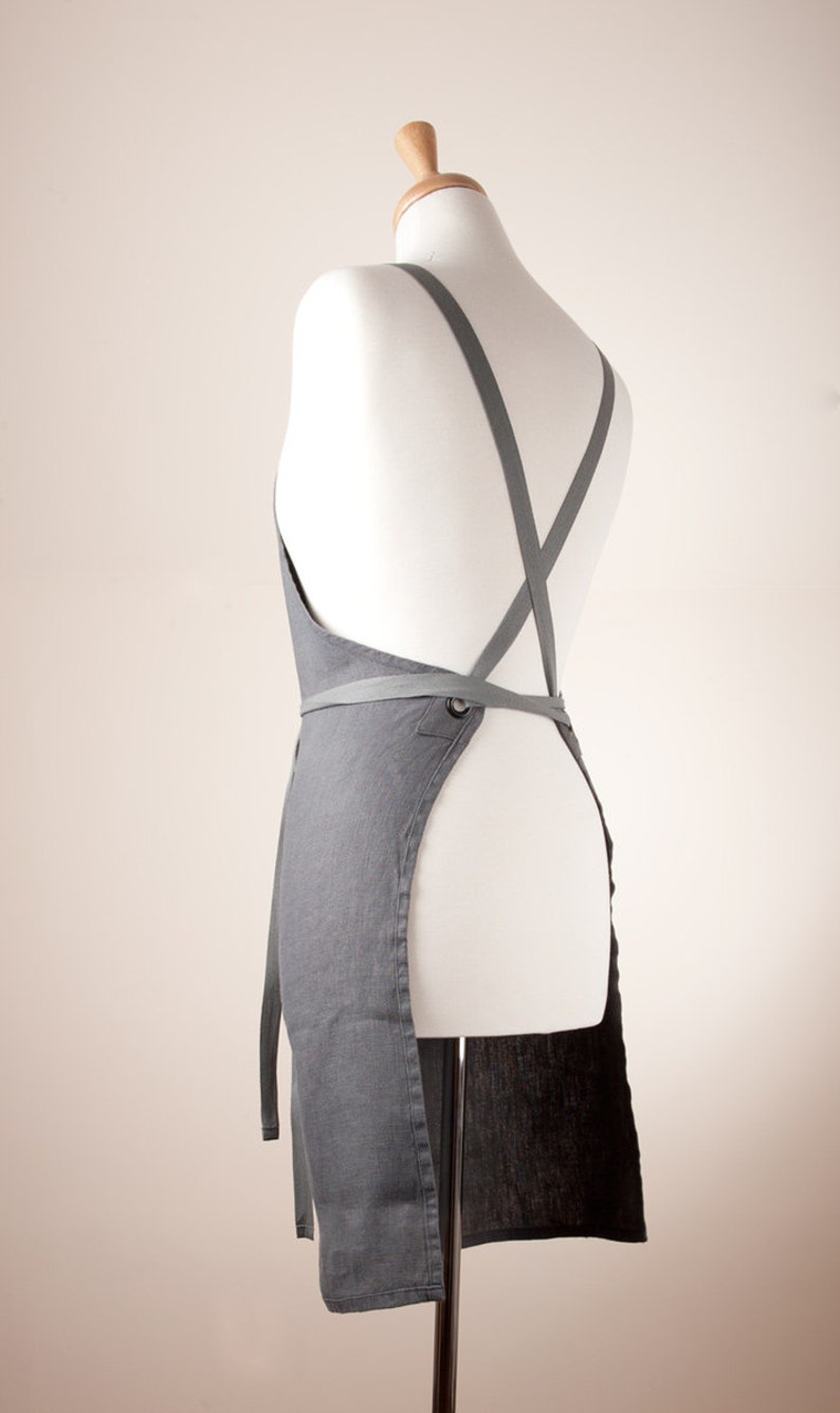 Linen Apron, Full Apron. 100% Medium Weight Linen. GRAPHITE Softened ...