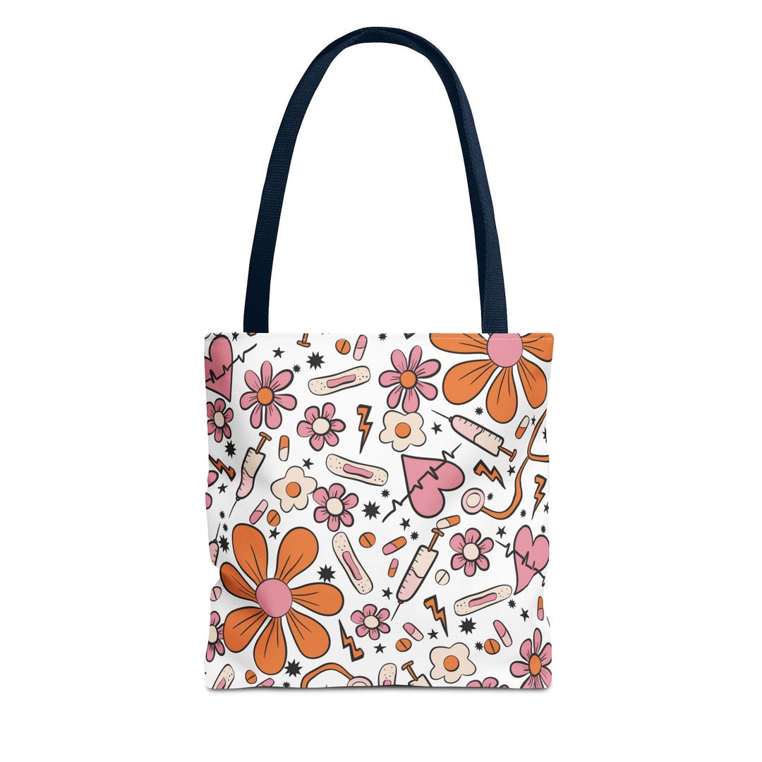 Flower Power Tote Bag, Cute Floral Shopping Bag, Eco-friendly Tote for ...
