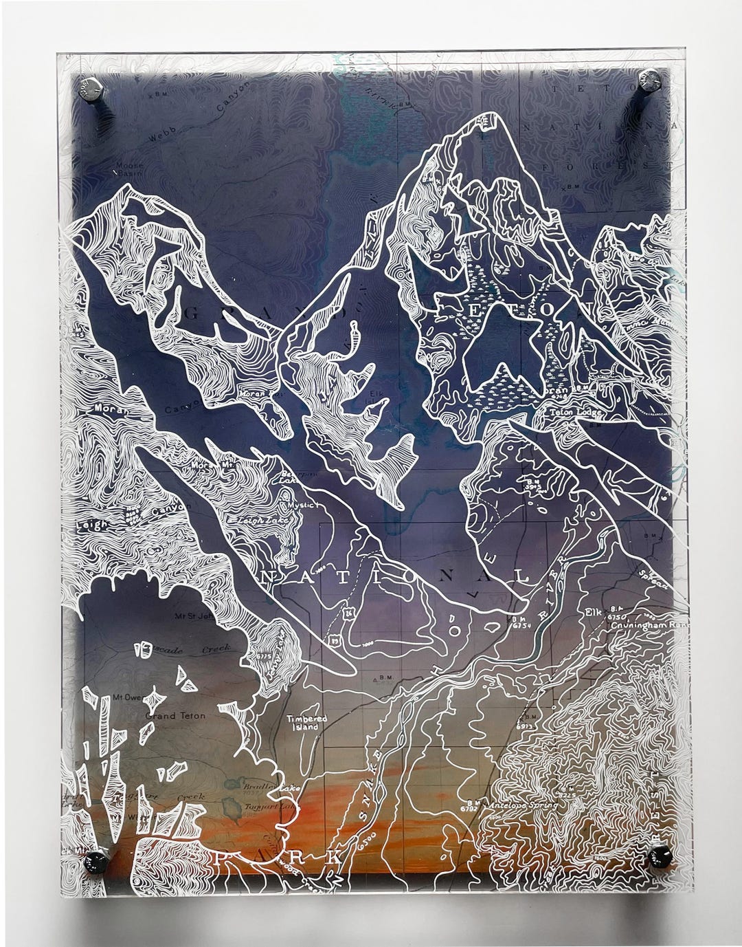 Grand Teton National Park Art, National Parks Poster Map Drawing ...