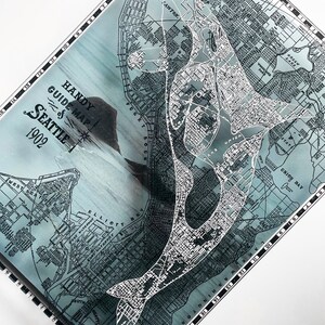 Vintage 1902 Seattle Guide Map, Orca Art, Illustration Hand-drawn Mixed ...