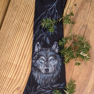 Hand Painted Silk Tie, Black and White Necktie, Wolf Necktie - Etsy