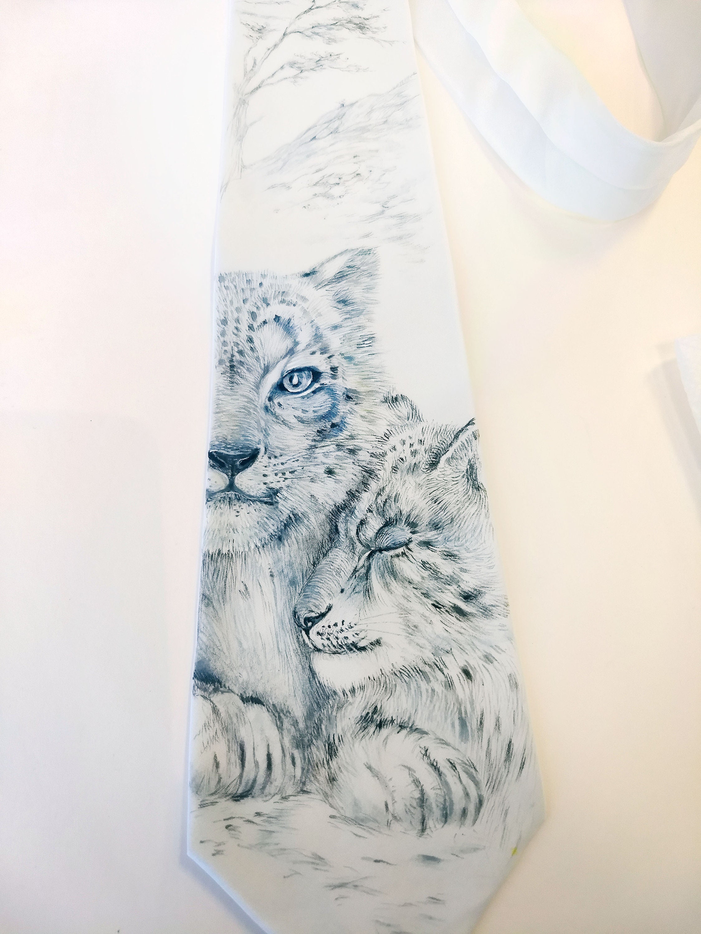 Hand Painted Tie, Snow Leopards, Spirit Animal, Father's Day Gift - Etsy