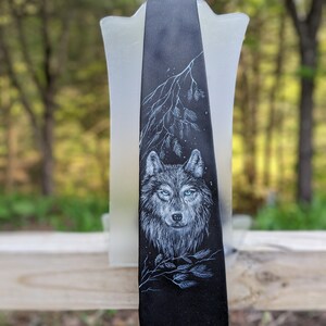 Hand Painted Silk Tie, Black and White Necktie, Wolf Necktie - Etsy