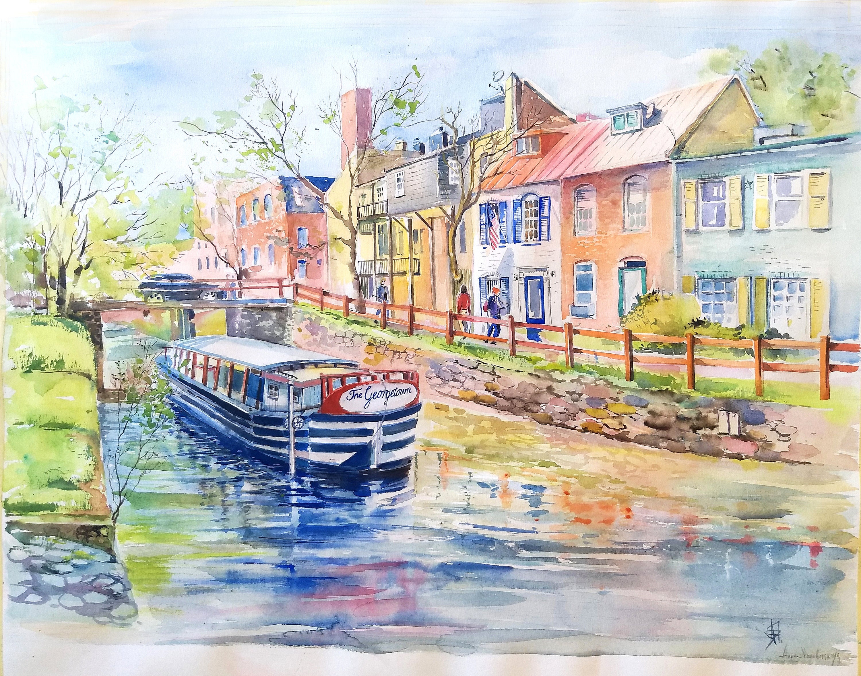 DC Watercolor, Georgetown, C&O Canal, Archival Art Print, Watercolor ...