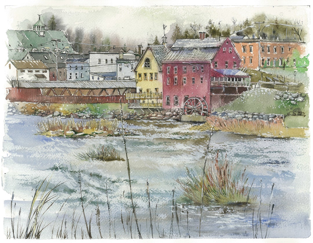 New Hampshire Watercolor, Littleton, NH, Original Art, Archival Ink - Etsy