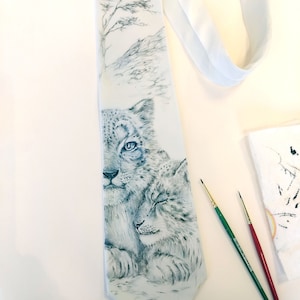 Hand Painted Tie, Snow Leopards, Spirit Animal, Father's Day Gift - Etsy