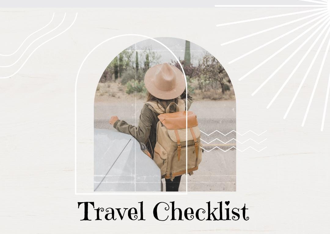 Printable Travel Checklist | Packing List Template | Vacation Planner ...
