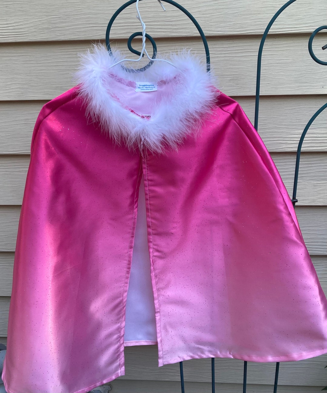 Pink Cape, Princess Cape With Maribou Feather Collar. Ombré Pink Cape ...