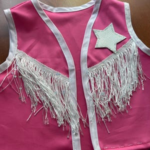Cowgirl Vest in Pink With White Long Fringe and Sparkle, Cowgirl Vest ...