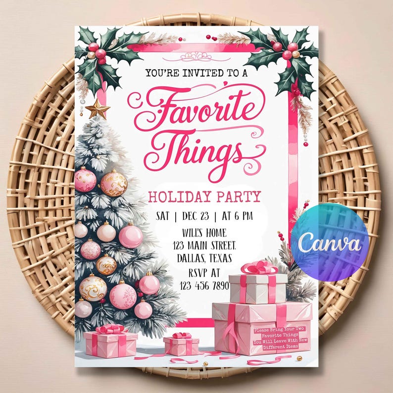Favorite Things Party Invitation | Christmas Gift Exchange Invite ...