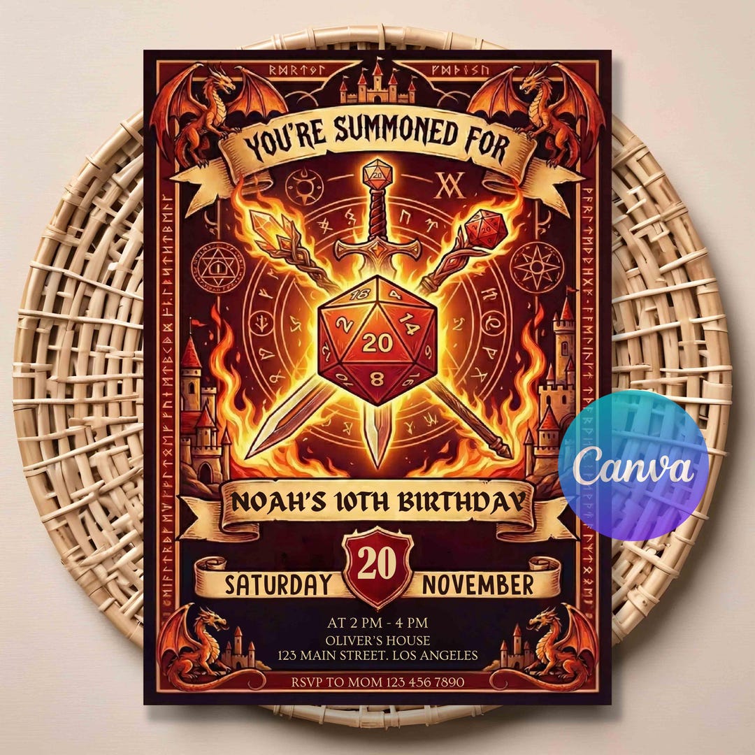 D&D Birthday Invitation – Dungeons and Dragons TTRPG Party Digital ...