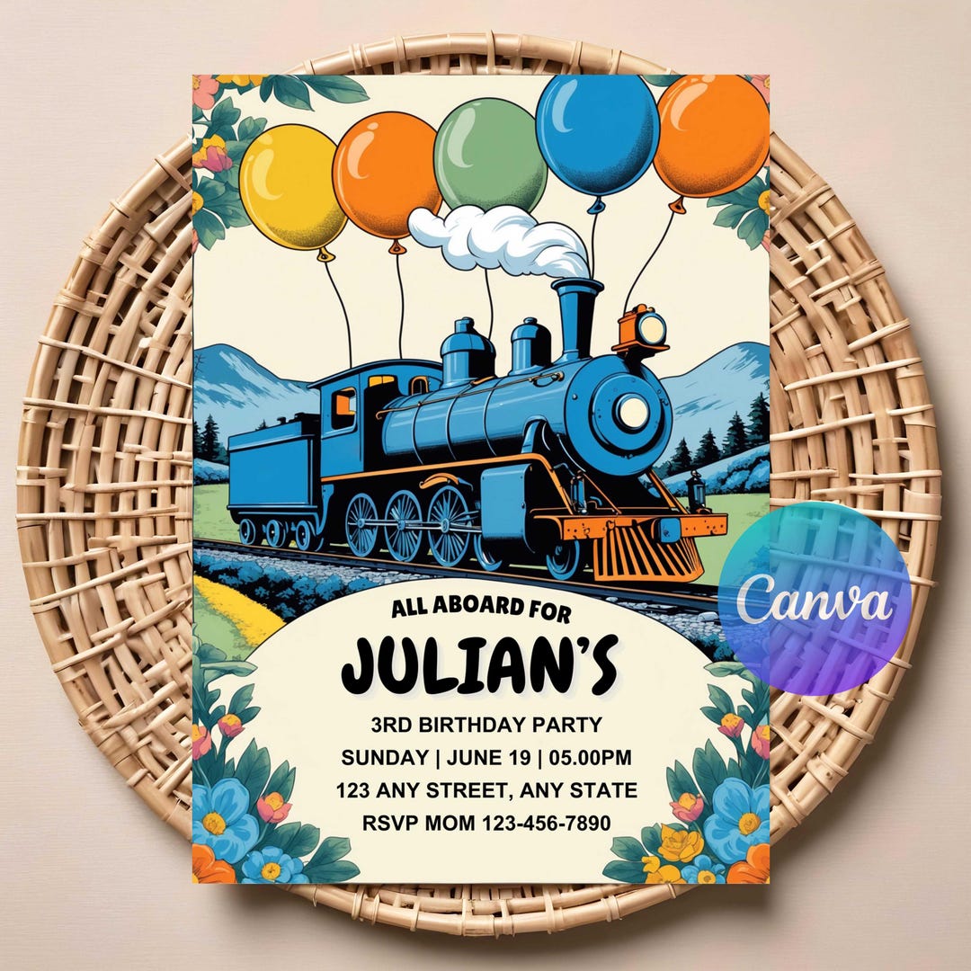 Editable Train Themed Birthday Invitation, Train Lover Birthday ...