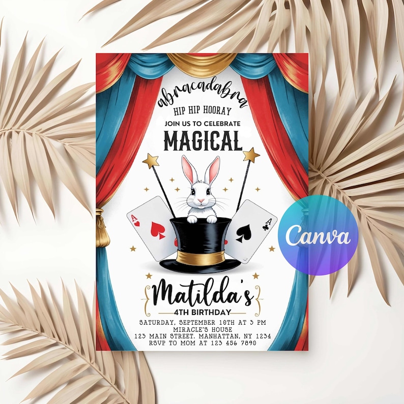 Magic Birthday Invitation | Editable Magician Party Invite | Digital ...