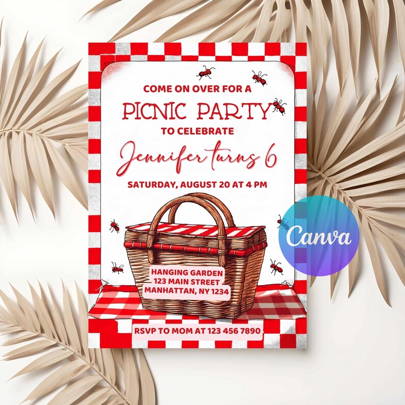 Picnic Birthday Invitation | Editable Digital Download | Outdoor Summer ...