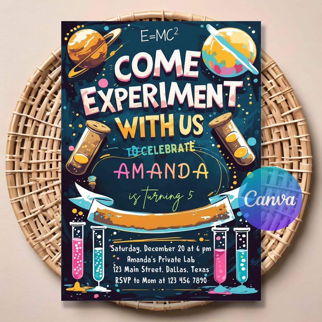 Science Experiment Birthday Invitation Girl Mad Scientist Lab Party ...