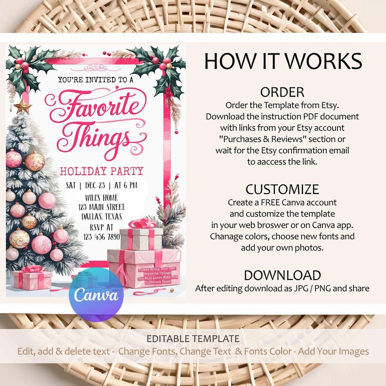 Favorite Things Party Invitation | Christmas Gift Exchange Invite ...