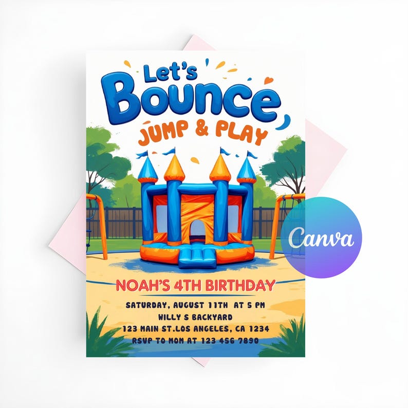 Bounce House Birthday Invitation | Editable Digital Download ...