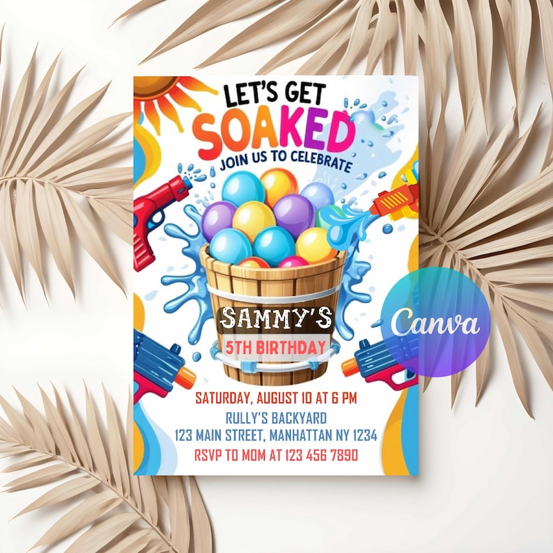 Water Balloon Birthday Invitation | Editable Digital Download ...