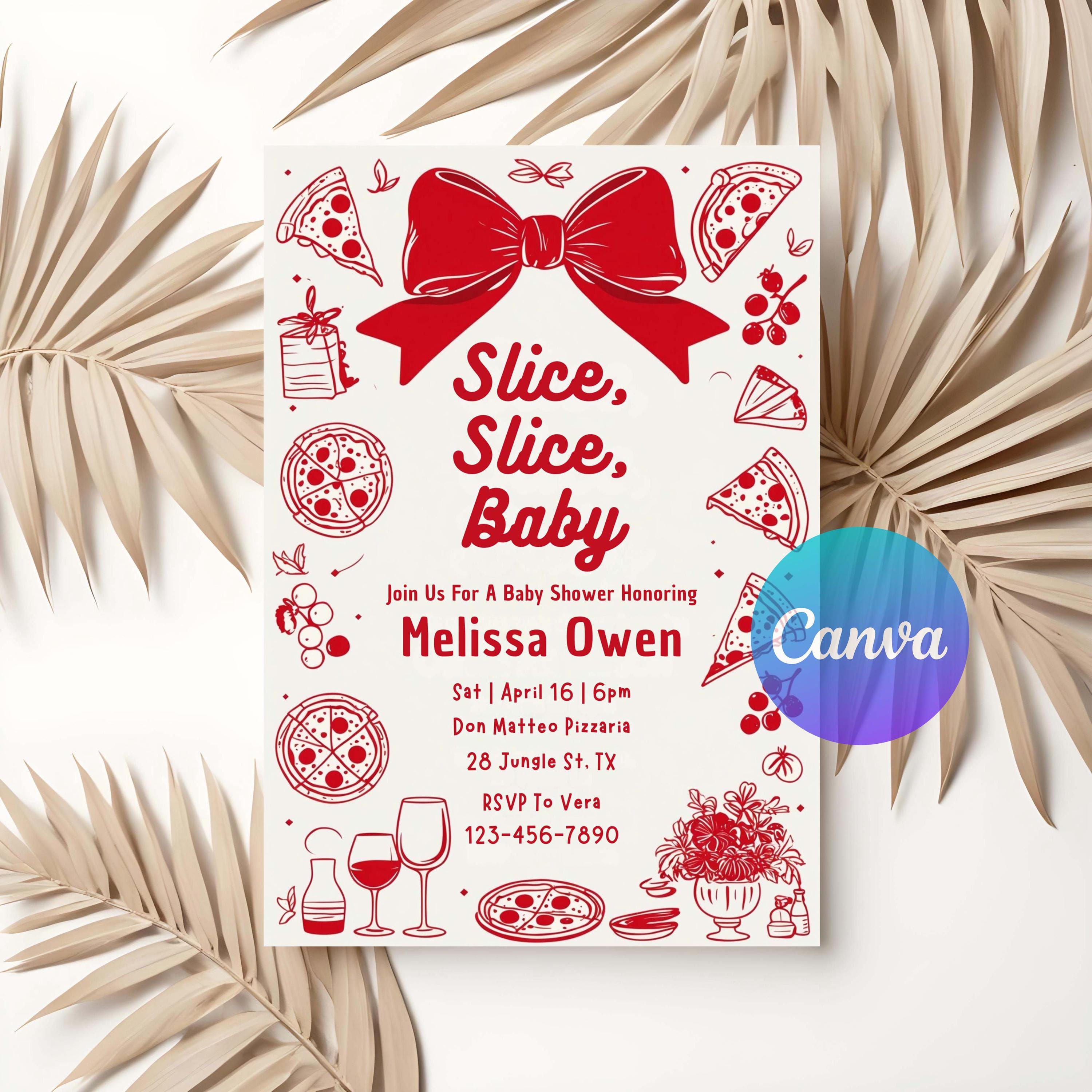 Pizza Baby Shower Invitation | Digital Editable Invite | Slice Slice ...