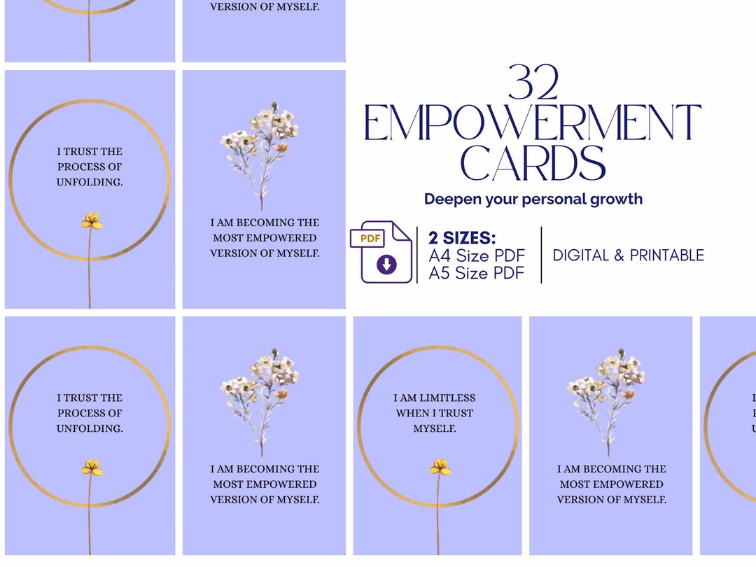 Empowerment Affirmation Cards, Self-love and Soul Growth (printable A4 ...