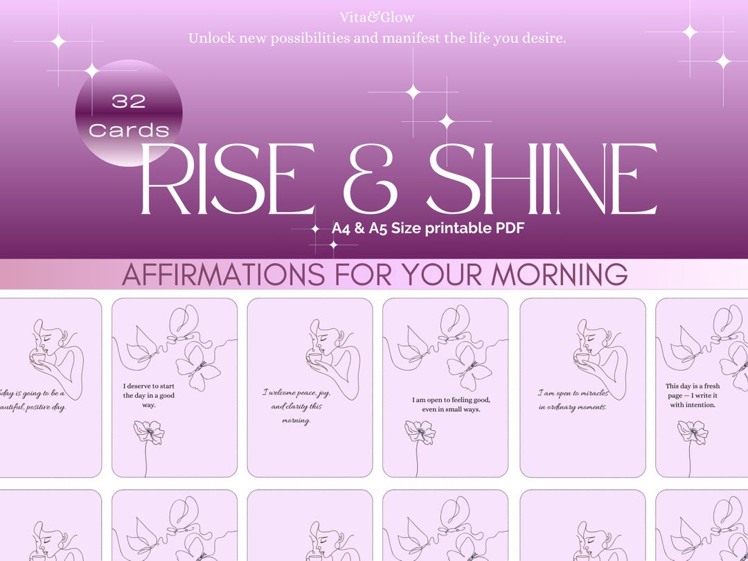 Rise and Shine Affirmations, Good Morning Cards, Wellbeing, Slow Down ...