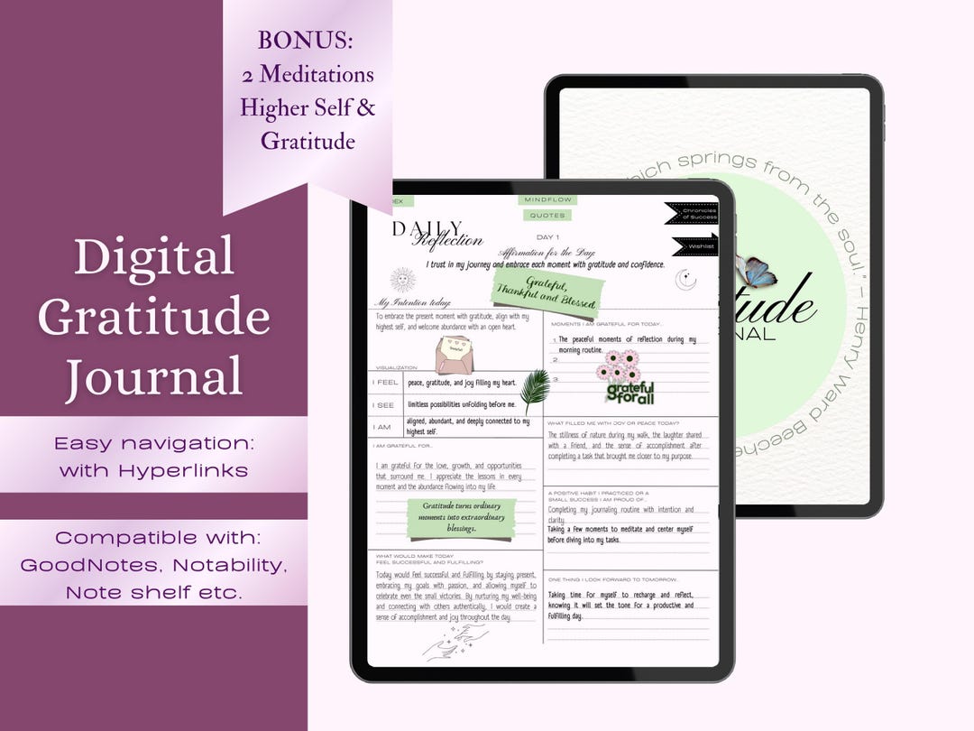 Gratitude Journal Digital, Gratitude Goodnotes, Self Care, Wellness ...