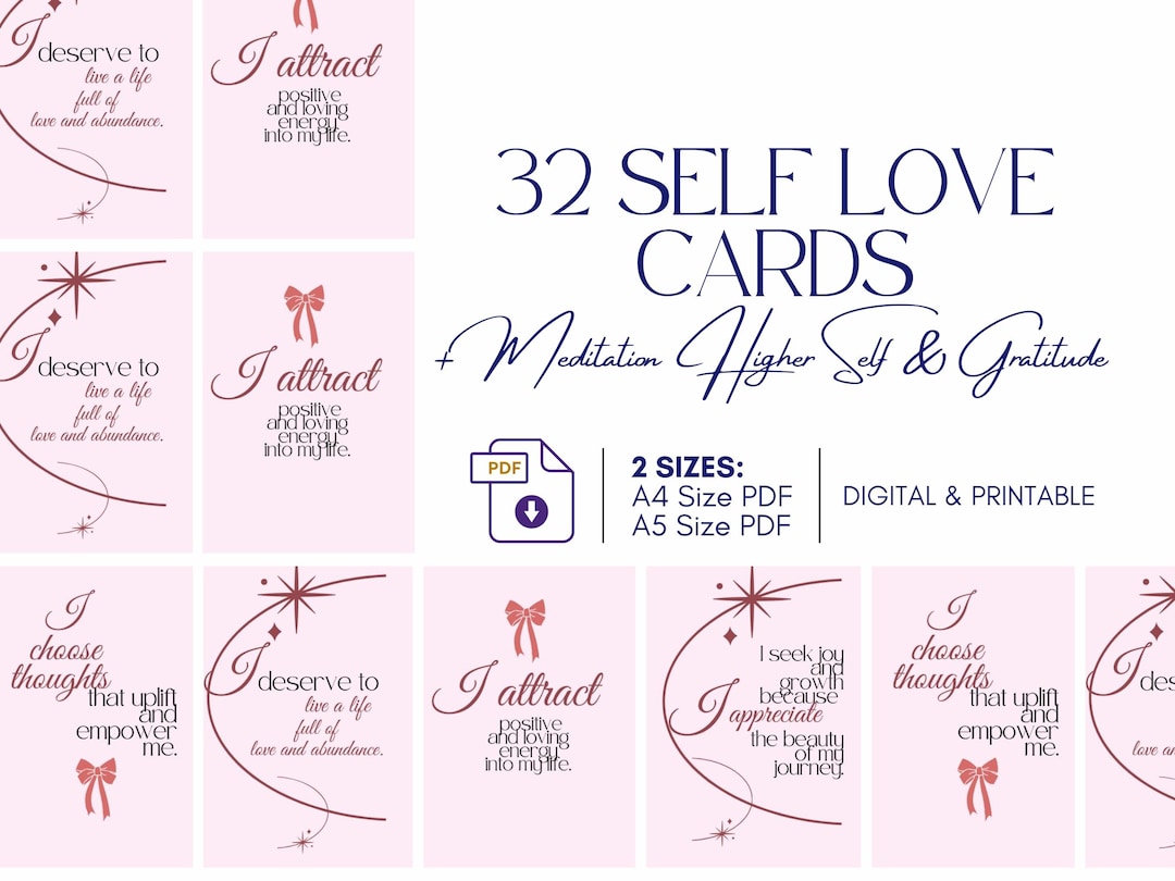 Self Love Affirmation Cards, Printable Mindset Cards, (digital Download ...