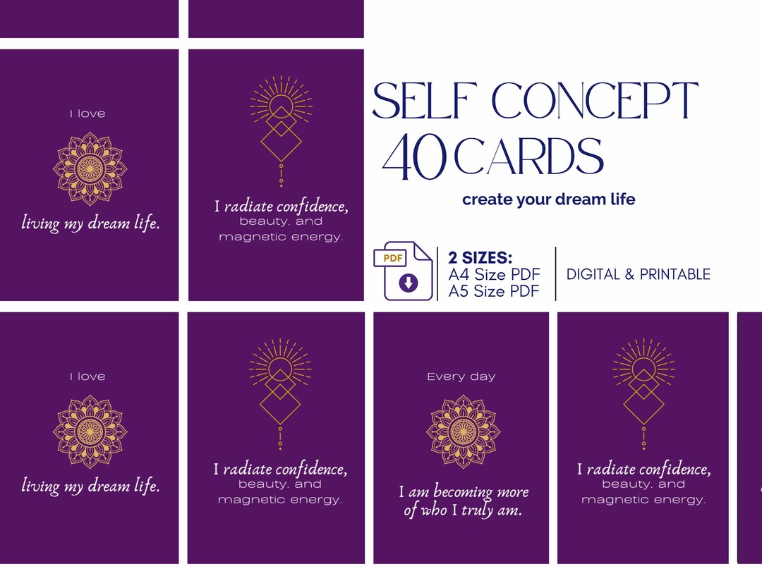 Self Concept Affirmation Cards, Dream Life Mindset (printable PDF) - Etsy