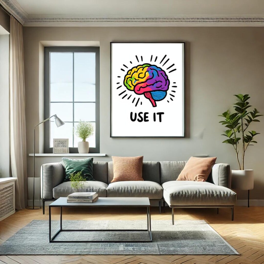 Use It, Digital Poster, Brain Illustration Art, Colorful Brain Print ...