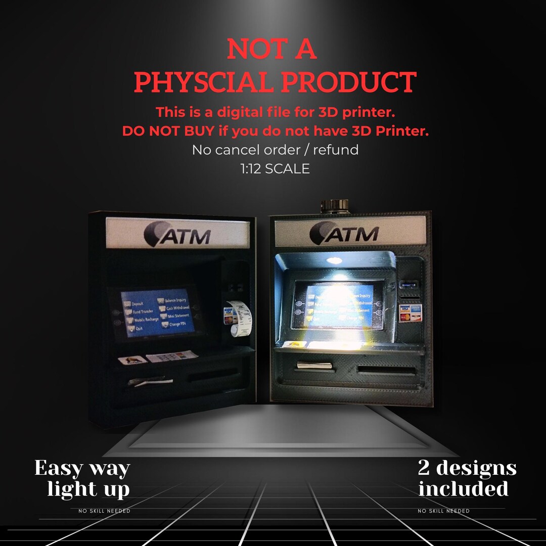 1:12 Scale ATM Machine STL File, Dollhouse Miniature (digital Download ...