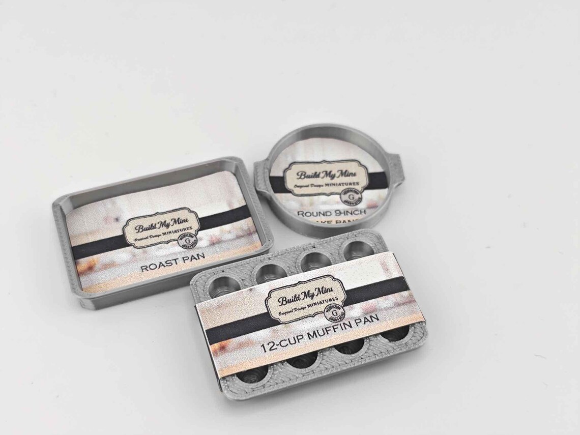 1:12 Miniature Baking Pans — STL File With Muffin, Roast, and Round ...
